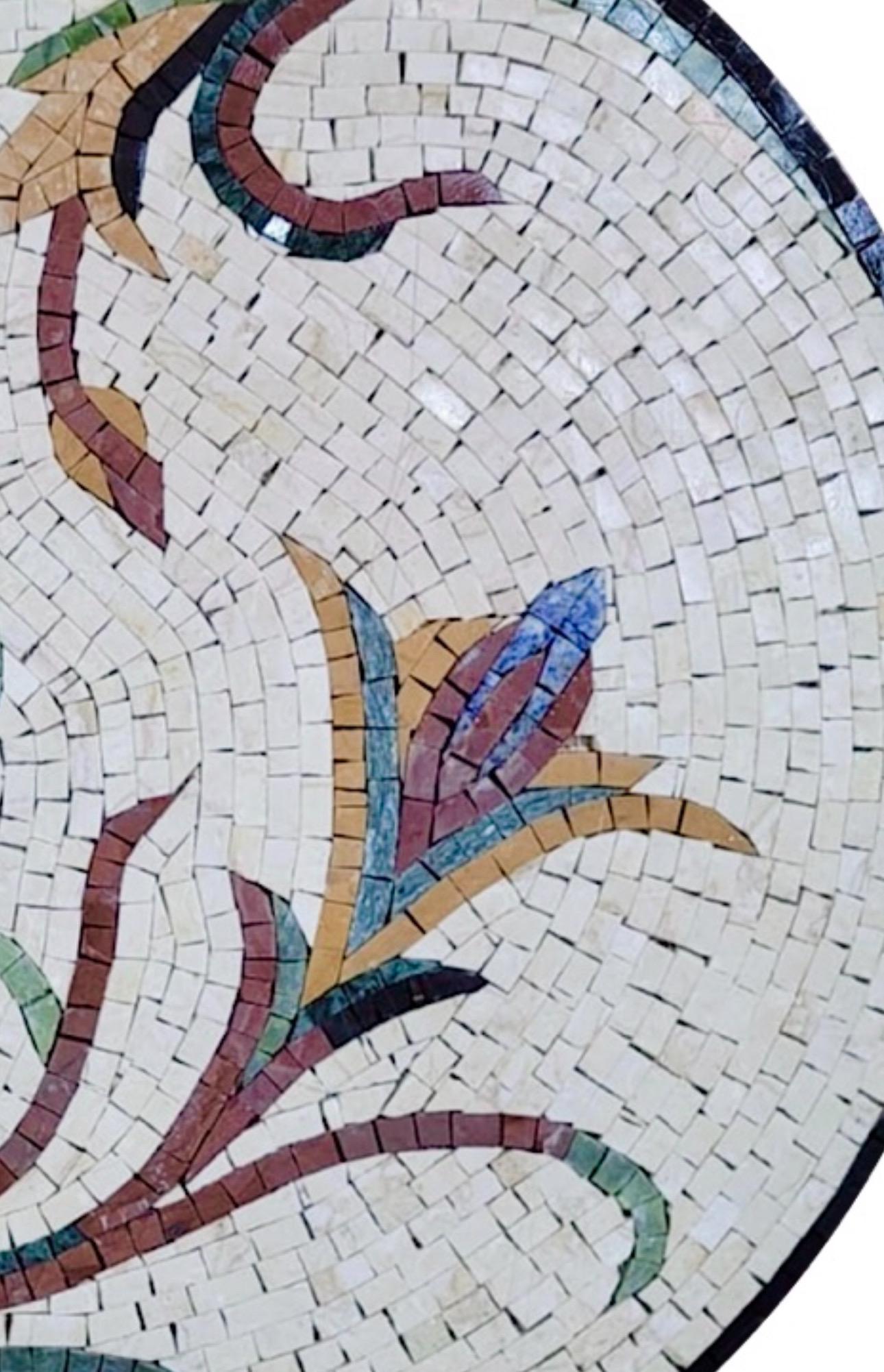 FLORAL MEDALLION – Handmade Mosaic Art – Floor Mosaic Tiles – Home ...
